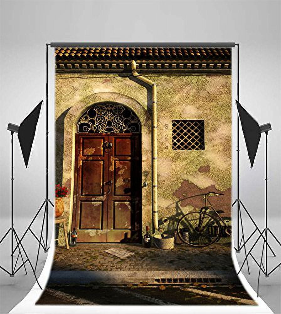 GreenDecor Photography Vintage House Backdrop 5x7ft Arch Bike Bottles ...