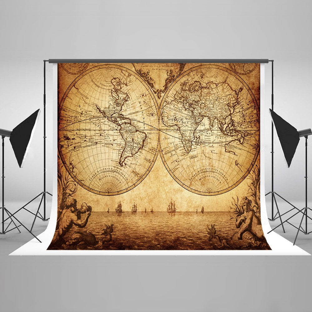 GreenDecor 7x5ft Sailing Maps Background of Columbus Day Background ...