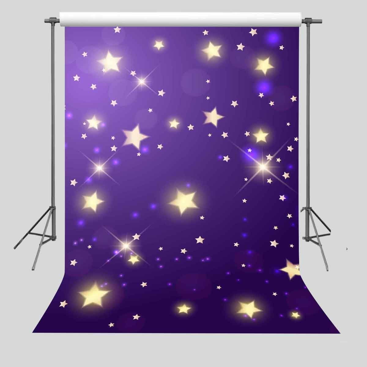 GreenDecor Purple Background 5x7ft Golden Stars Backdrop Photography ...