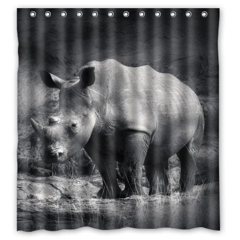 GreenDecor Rhino Rhino Waterproof Shower Curtain Set with Hooks ...