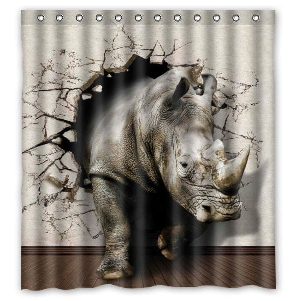 GreenDecor Rhino Style Rhino Waterproof Shower Curtain Set with Hooks ...