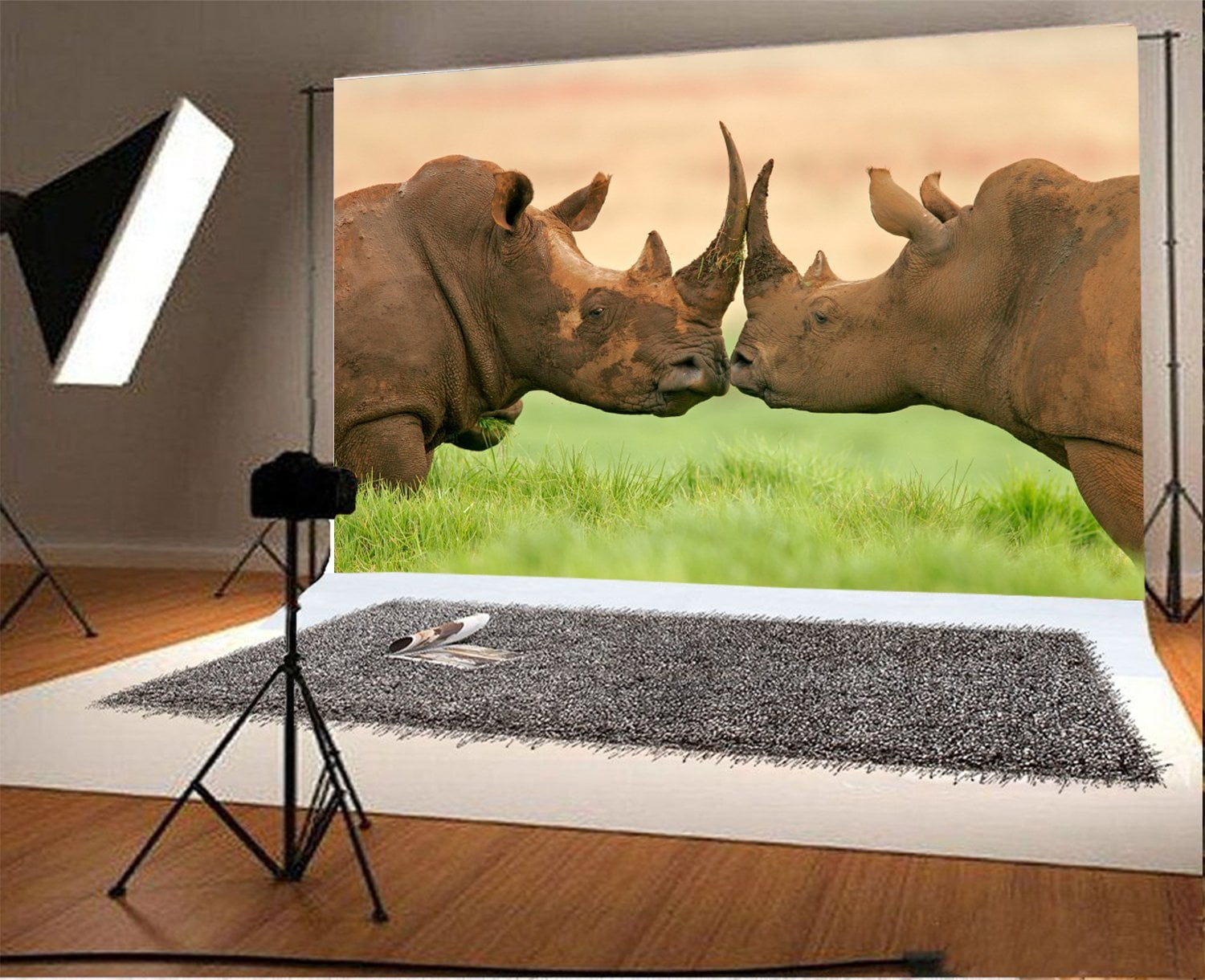 GreenDecor Rhinoceros Backdrop 7x5ft Photography Background Sweetveld ...