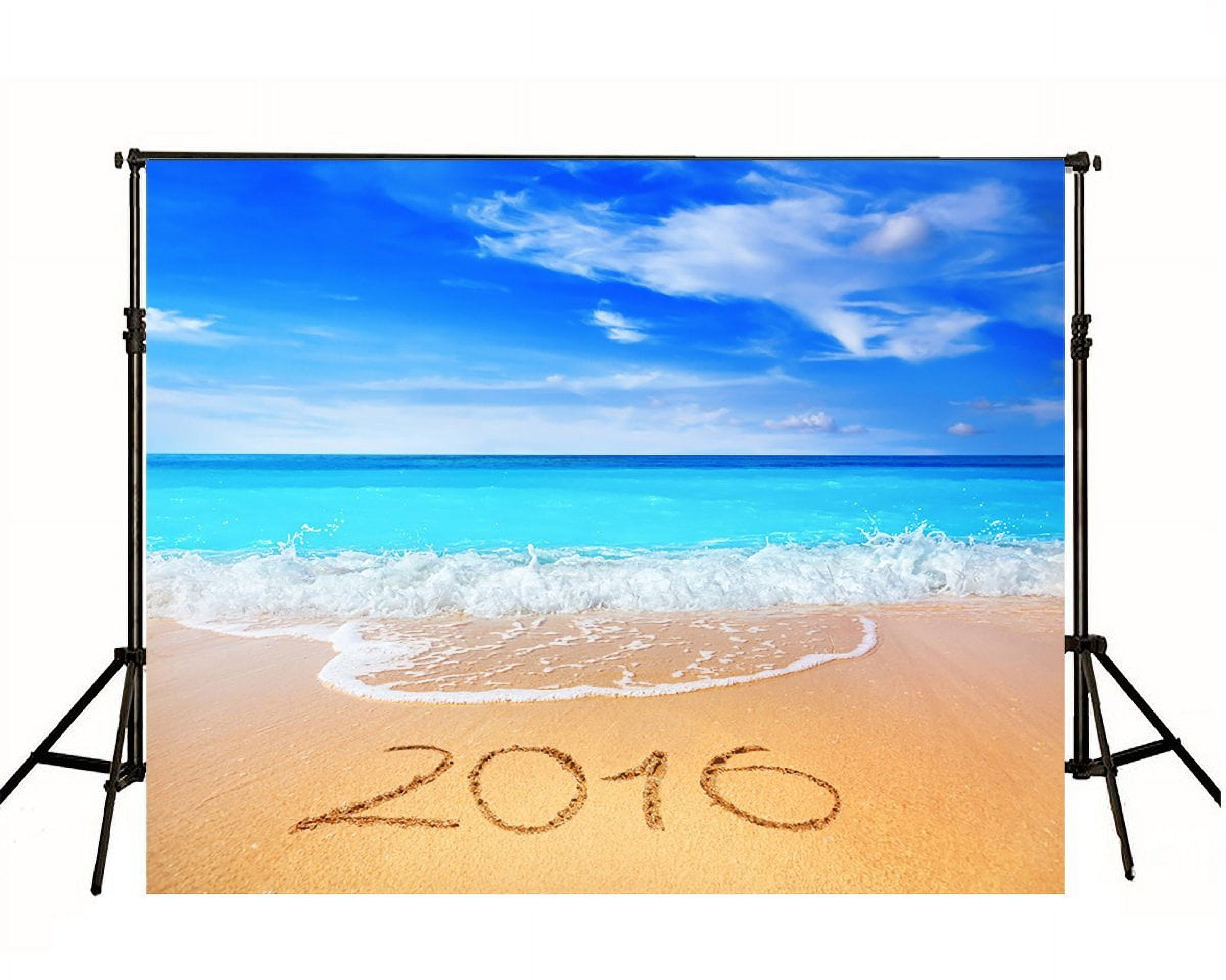 GreenDecor Romantic Beach Photography Backdrop 7x5ft Summer Blue Sea ...