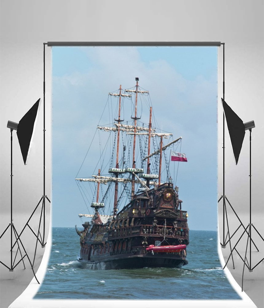 GreenDecor Sailboat Backdrop 5x7ft Photography Backdrop Ocean Flag Mast ...