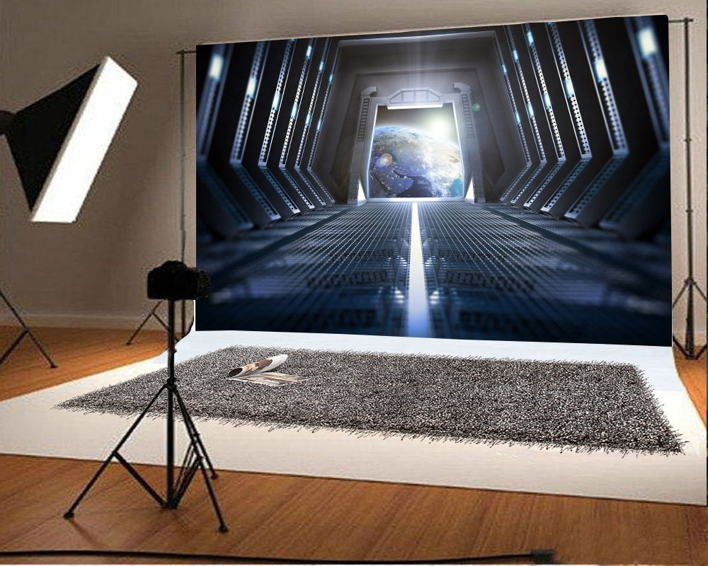 GreenDecor Spaceship Corridor Backdrop 7x5ft Photography Backdrop Earth ...