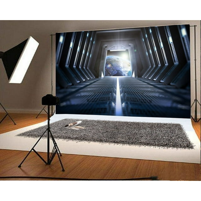 GreenDecor Spaceship Corridor Backdrop 7x5ft Photography Backdrop Earth ...