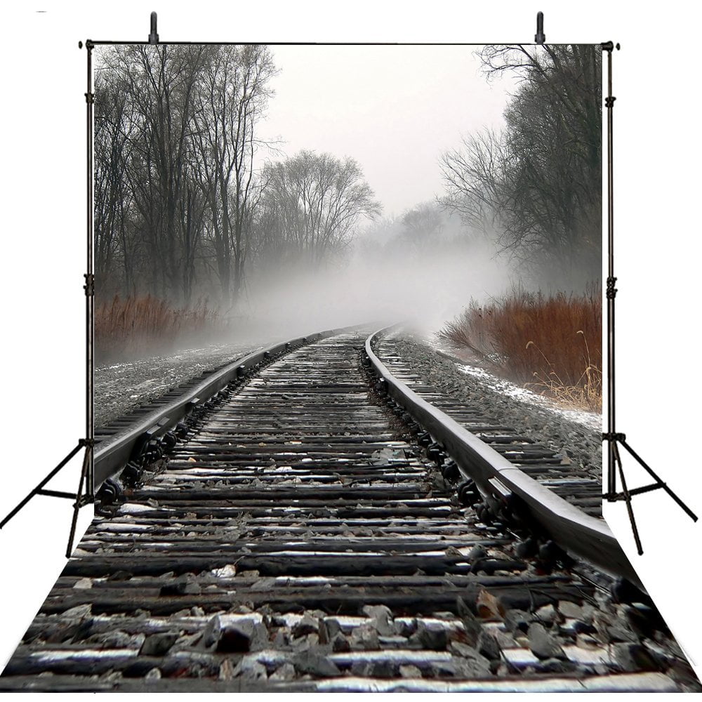 GreenDecor Train Tracks Photography Backgrounds 5x7ft Spring Scenic ...