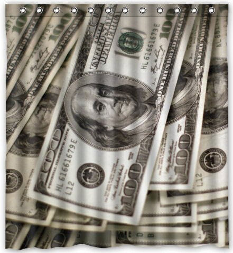 GreenDecor Us Dollar Currency Money Waterproof Shower Curtain Set with ...