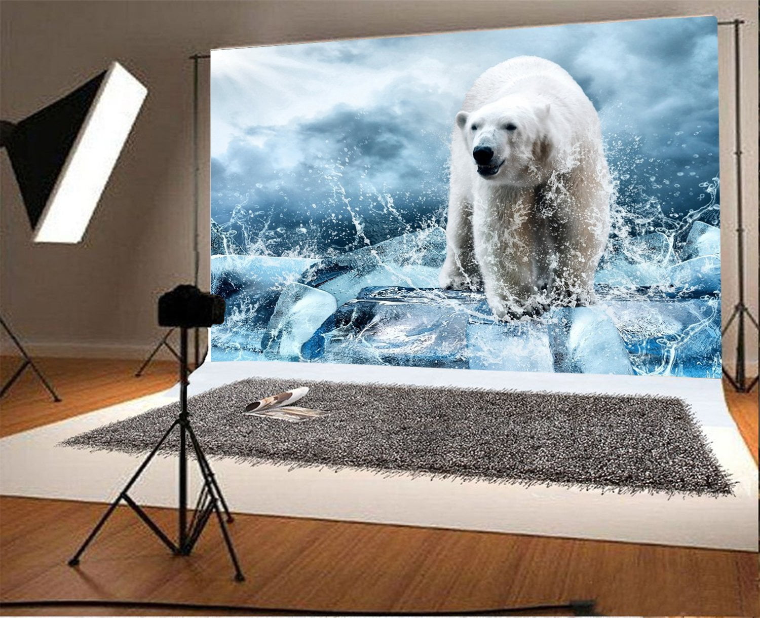 GreenDecor White Bear Backdrop 7x5ft Photography Background Ice Island ...