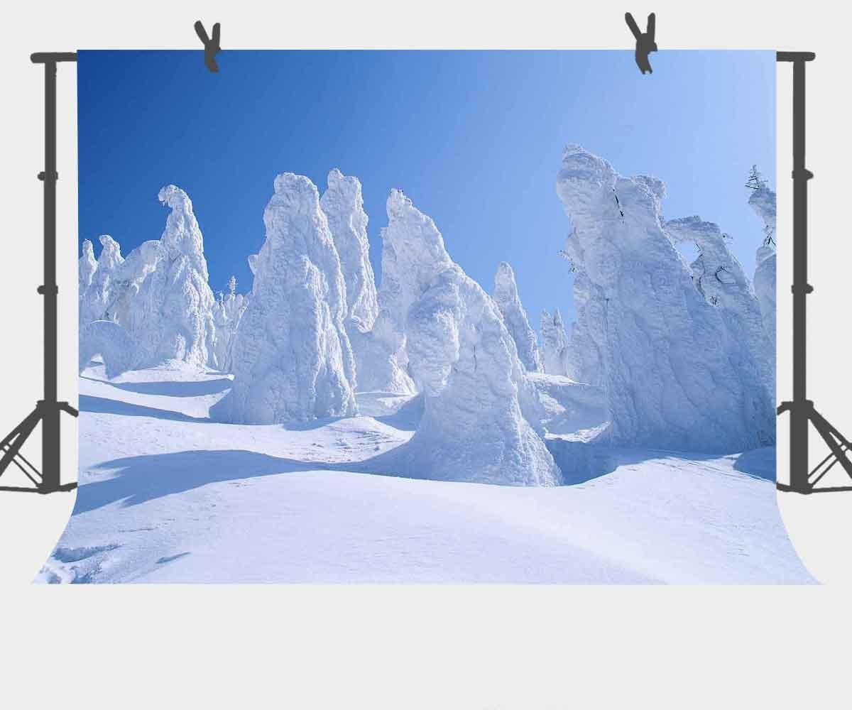 GreenDecor Winter Photography Backdrop 7x5ft Tree Covered With Snow ...