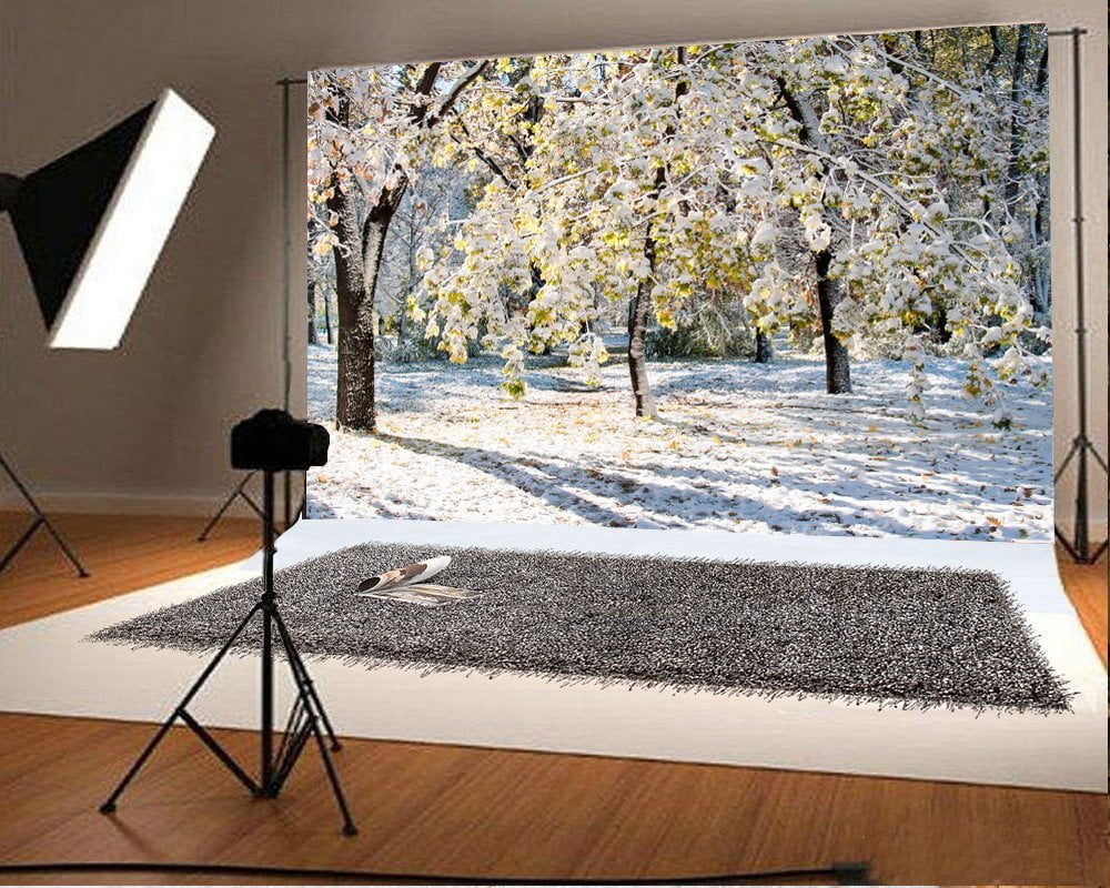 GreenDecor Winter Trees Backdrop 7x5ft Photography Backdrop Snow ...