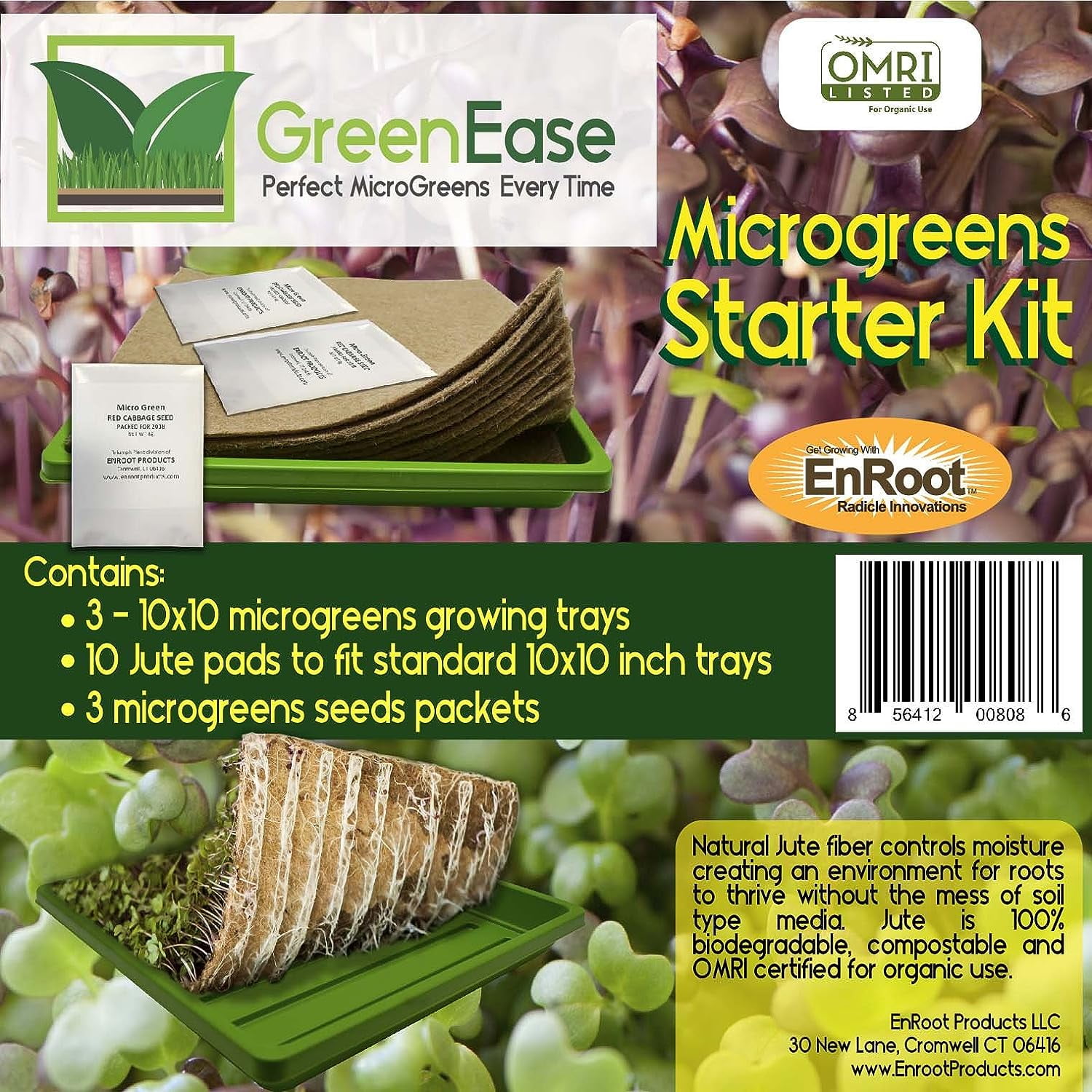 GreenEase Microgreens Starter Kit – 10 Organic Certified Jute Grow Pads ...