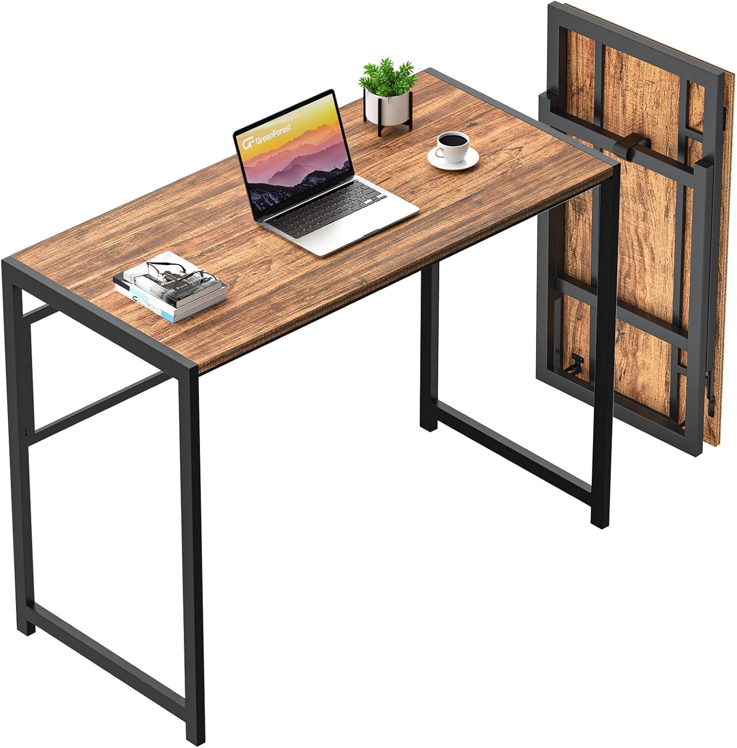 GreenForest Folding Desk No-Assembly,39.4 in Small Desk for Small Spaces Computer Desk for Home ...