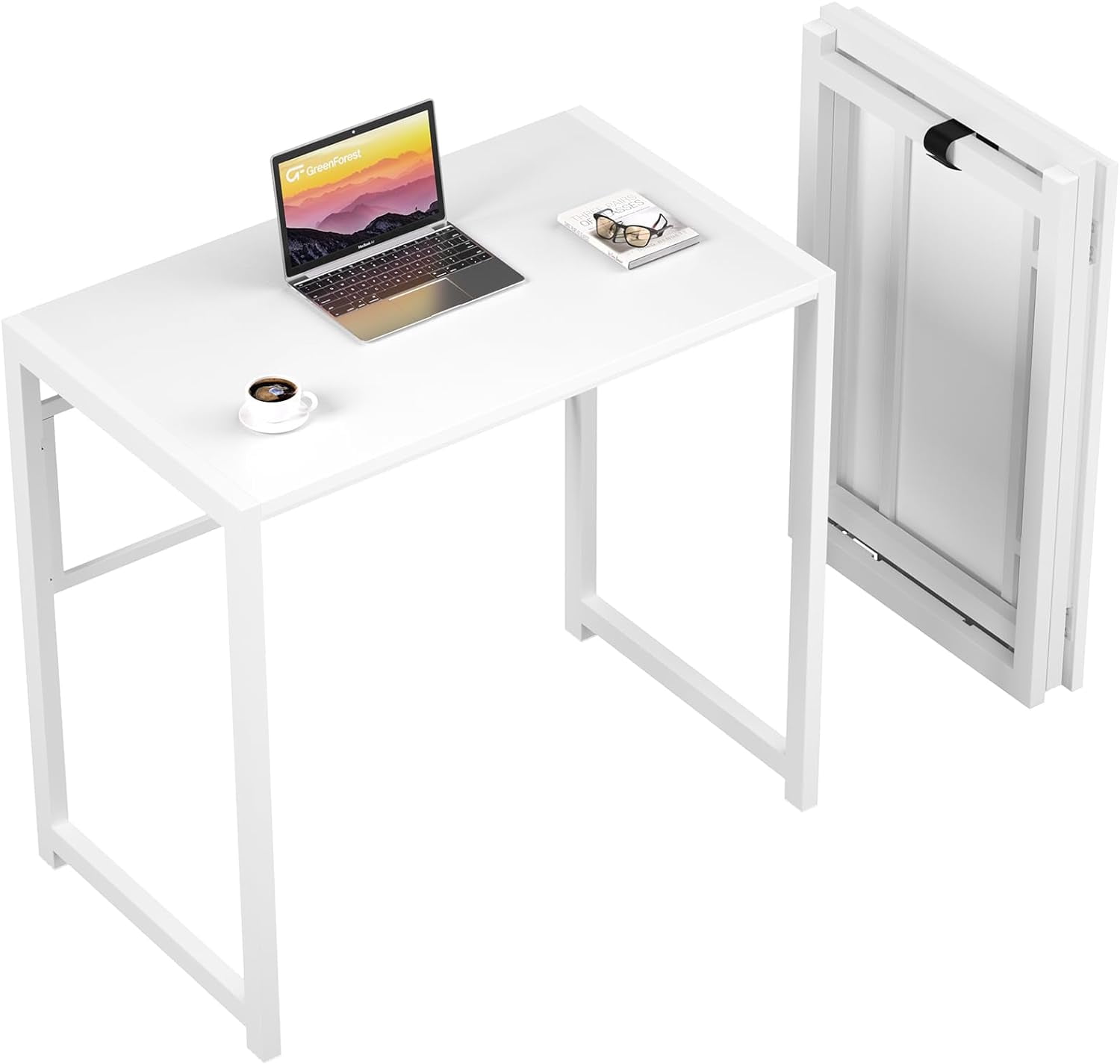 GreenForest Folding Desk for Small Spaces,39.4 in No-Assembly Small Computer Desk for Home ...