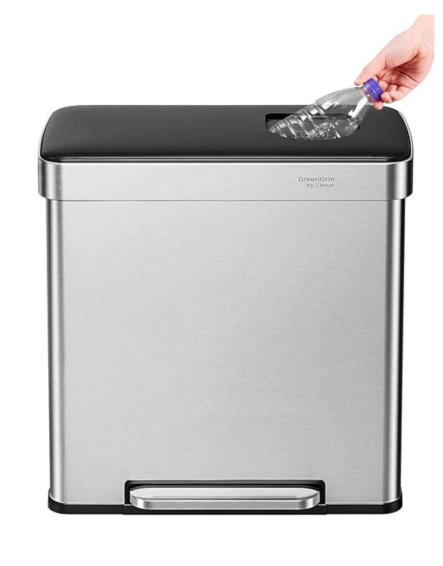 GreenGrin Kitchen Trash Can, 2 x 8 Gallon Dual Compartment Trash and ...