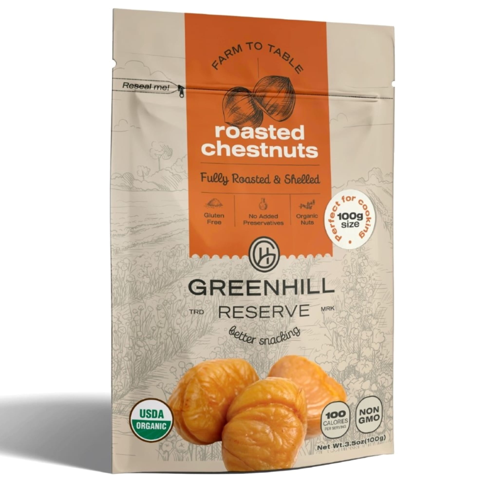 GreenHill Reserve Organic Roasted Chestnuts Peeled and Ready to Eat ...