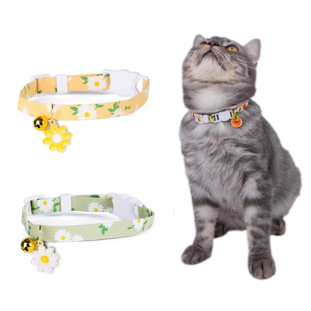 GreenJoy Cat Collars with Bell - Pet Cotton Collar 2 Pack for Kittens ...
