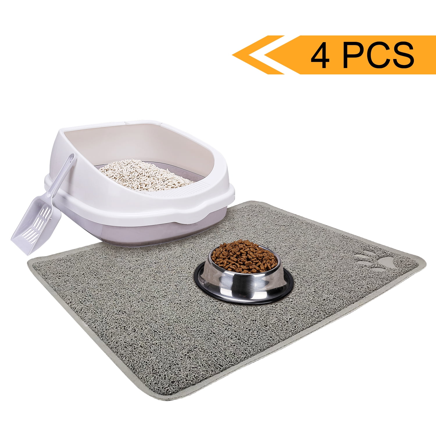 GreenJoy Cat Open Top Litter Box with Lid, Cat Litter Mat, Poop Lifter ...