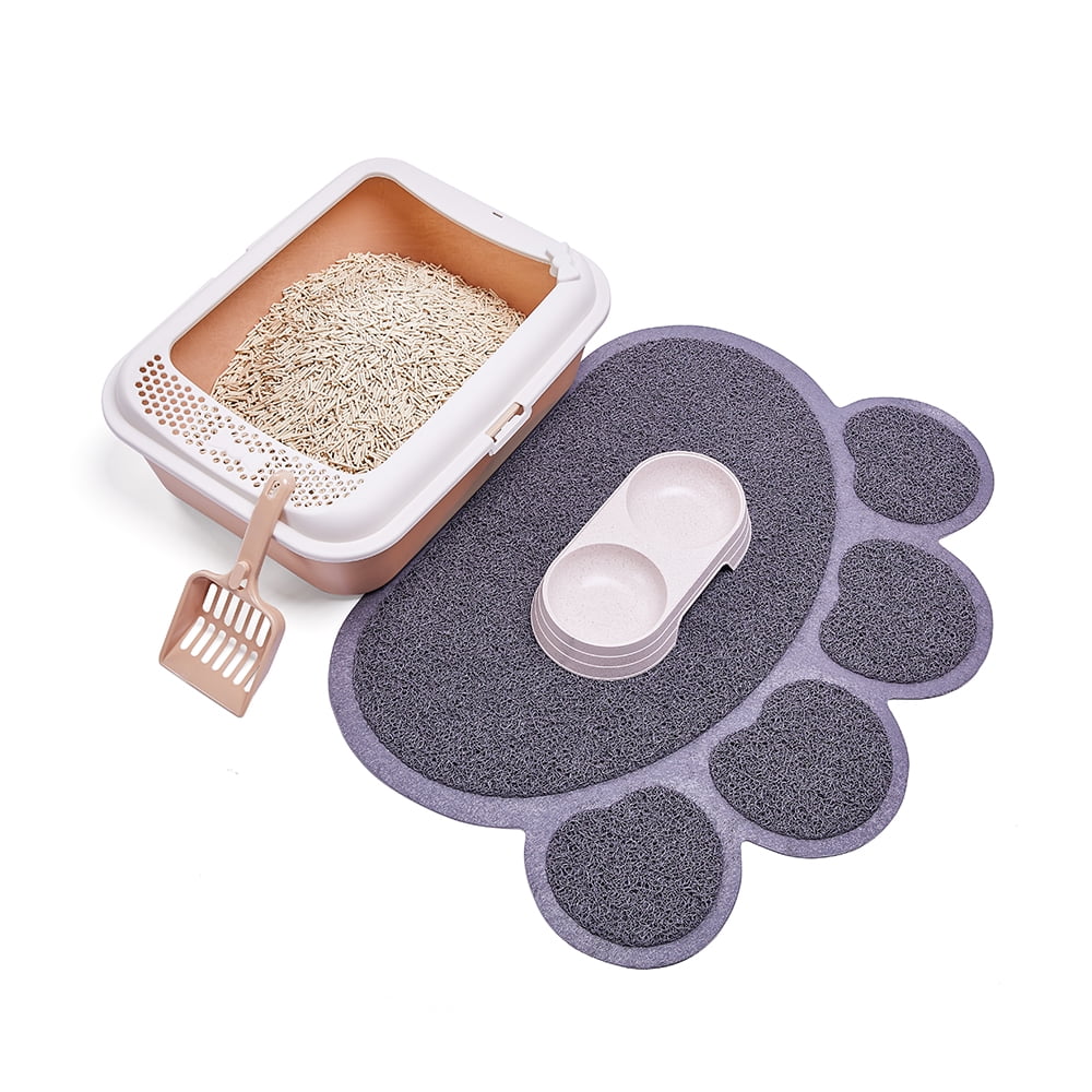 GreenJoy Kitty Starter Kit: Small Litter Box, Mat, Scoop, Bowl for ...