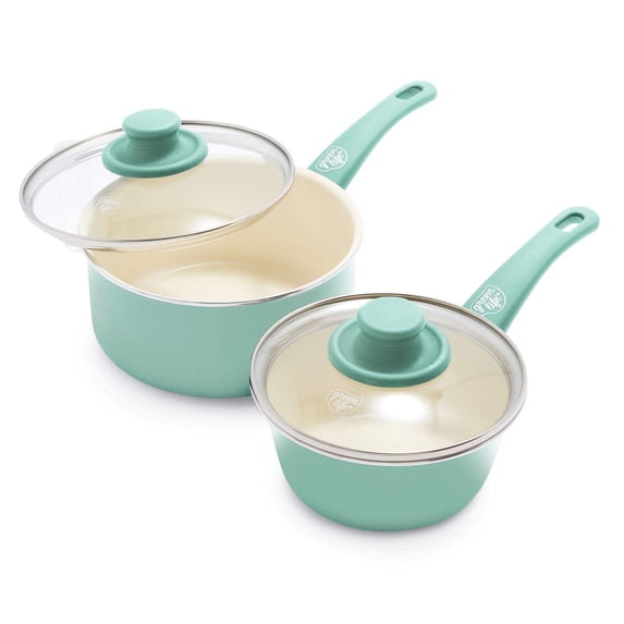 GreenLife, Sauce Pan Set, 1QT and 2QT with Lids, Turquoise - Walmart.com