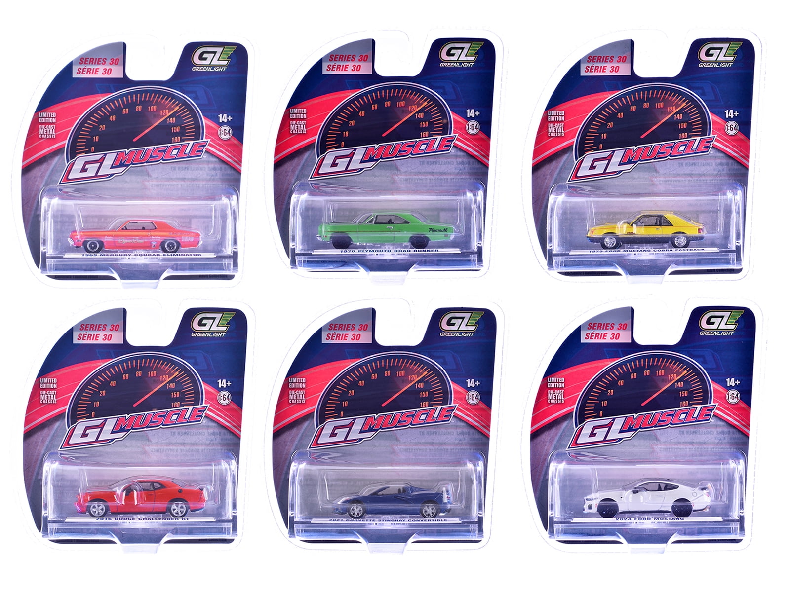 "GreenLight Muscle" Series 30 Set of 6 pieces 1/64 Diecast Model Cars ...