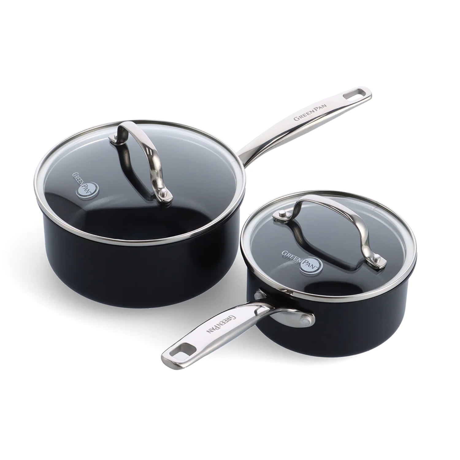 GreenPan Chatham Black Ceramic Nonstick 1-Quart and 2-Quart Saucepan ...