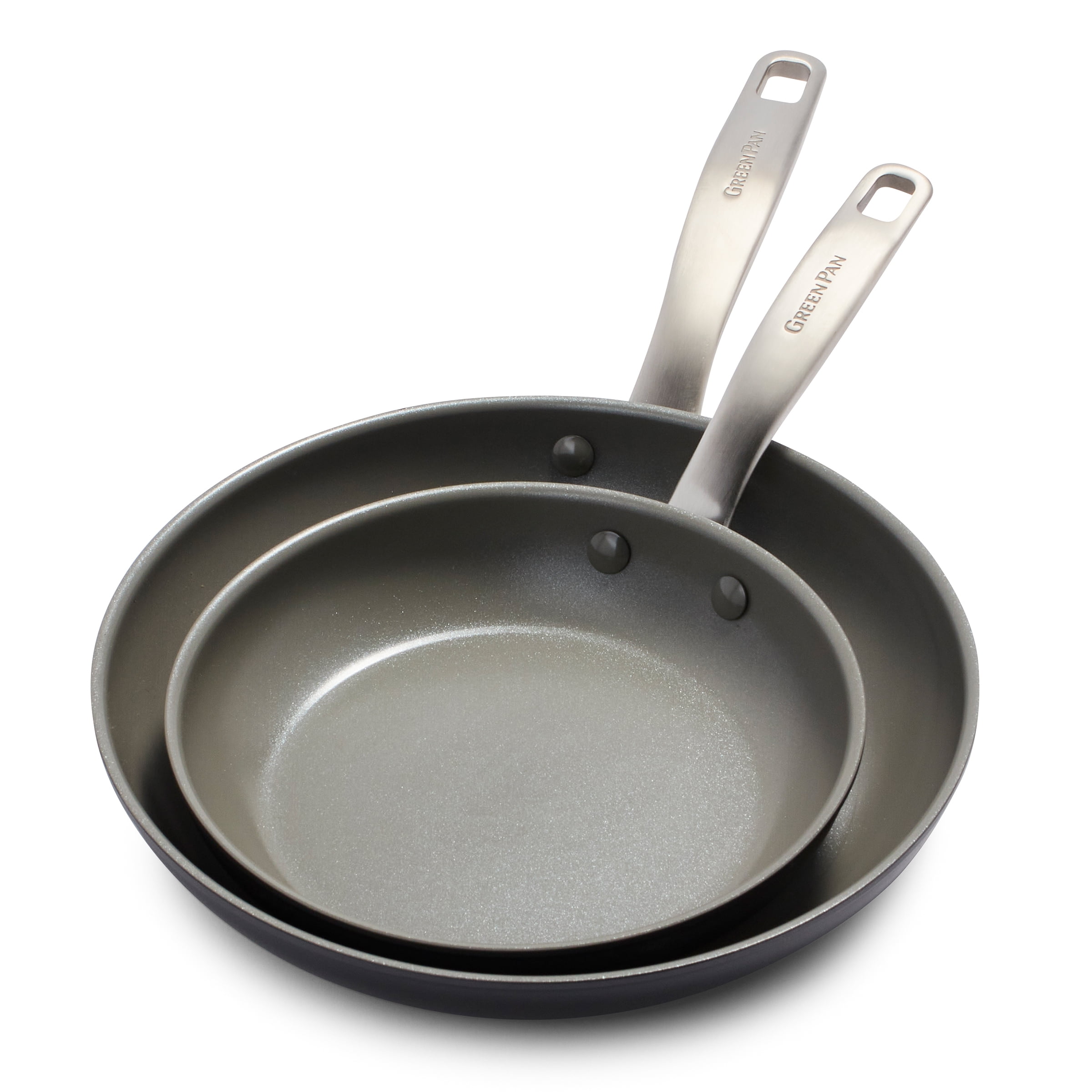 GreenPan Chatham Healthy Ceramic Nonstick 8" and 10" Open Skillet Fry ...