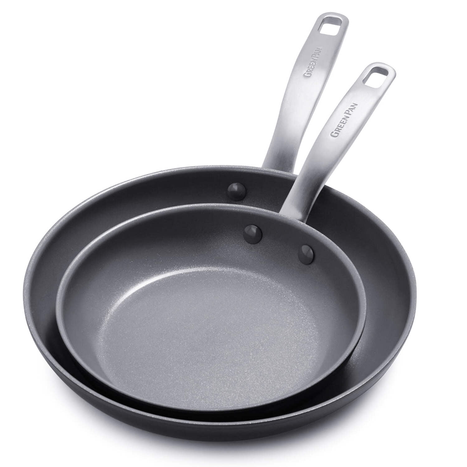 GreenPan Chatham Healthy Ceramic Nonstick 8" and 10" Open Skillet Fry ...
