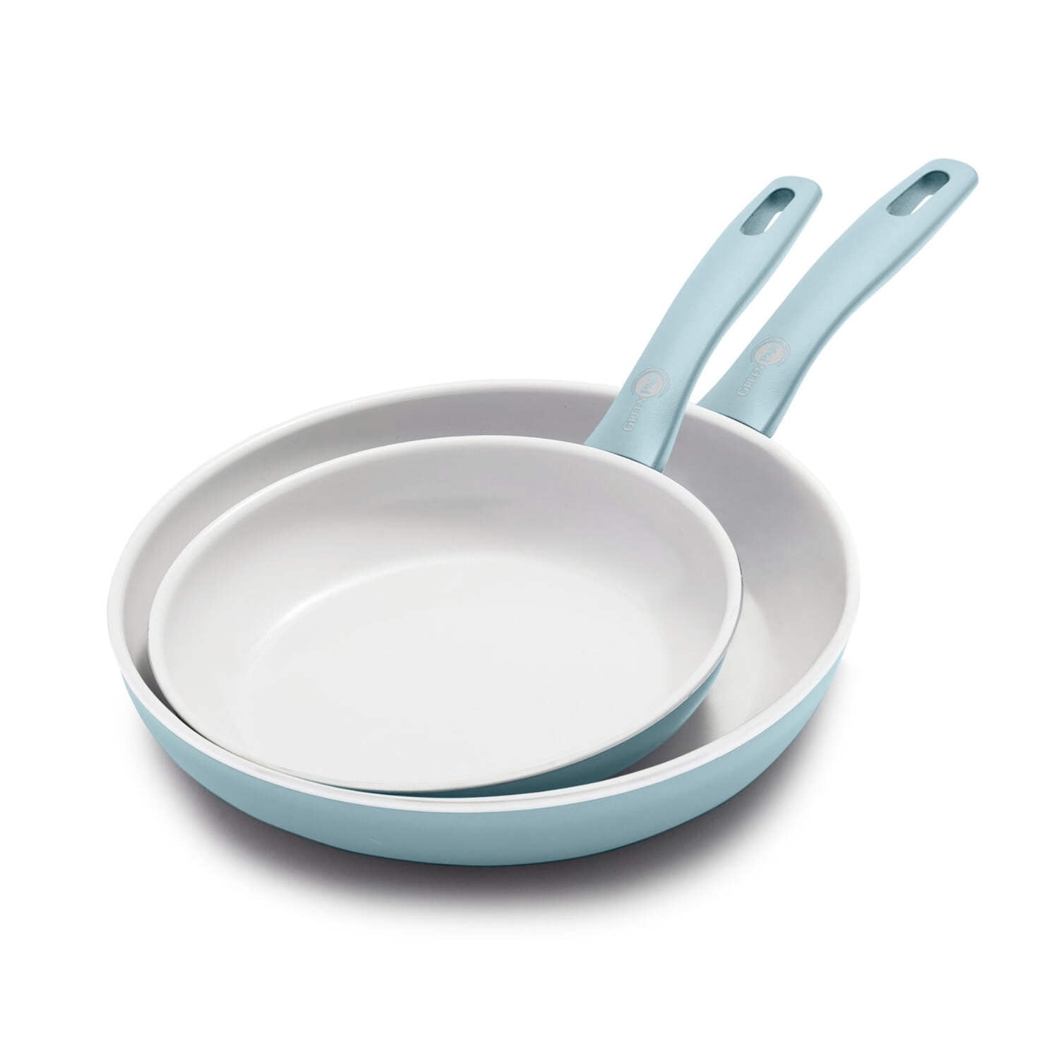 GreenPan Dover Ceramic Nonstick 8" and 10" Frypan Set | Blue Haze ...