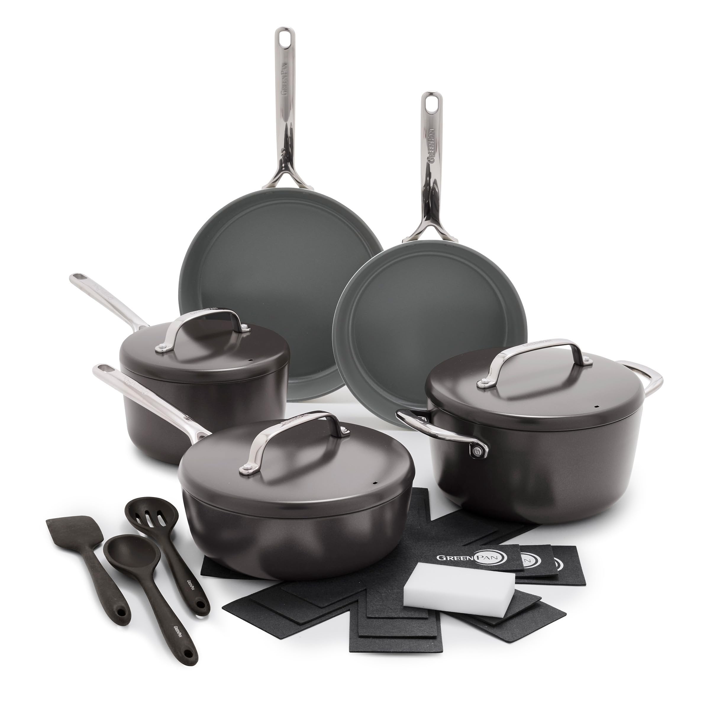 GreenPan GP5 Hard Anodized Healthy Ceramic Nonstick 14 Piece Cookware ...