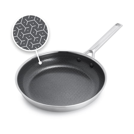 HexClad 10 inch Nonstick Hybrid Stainless Steel Frying Pan with Glass ...