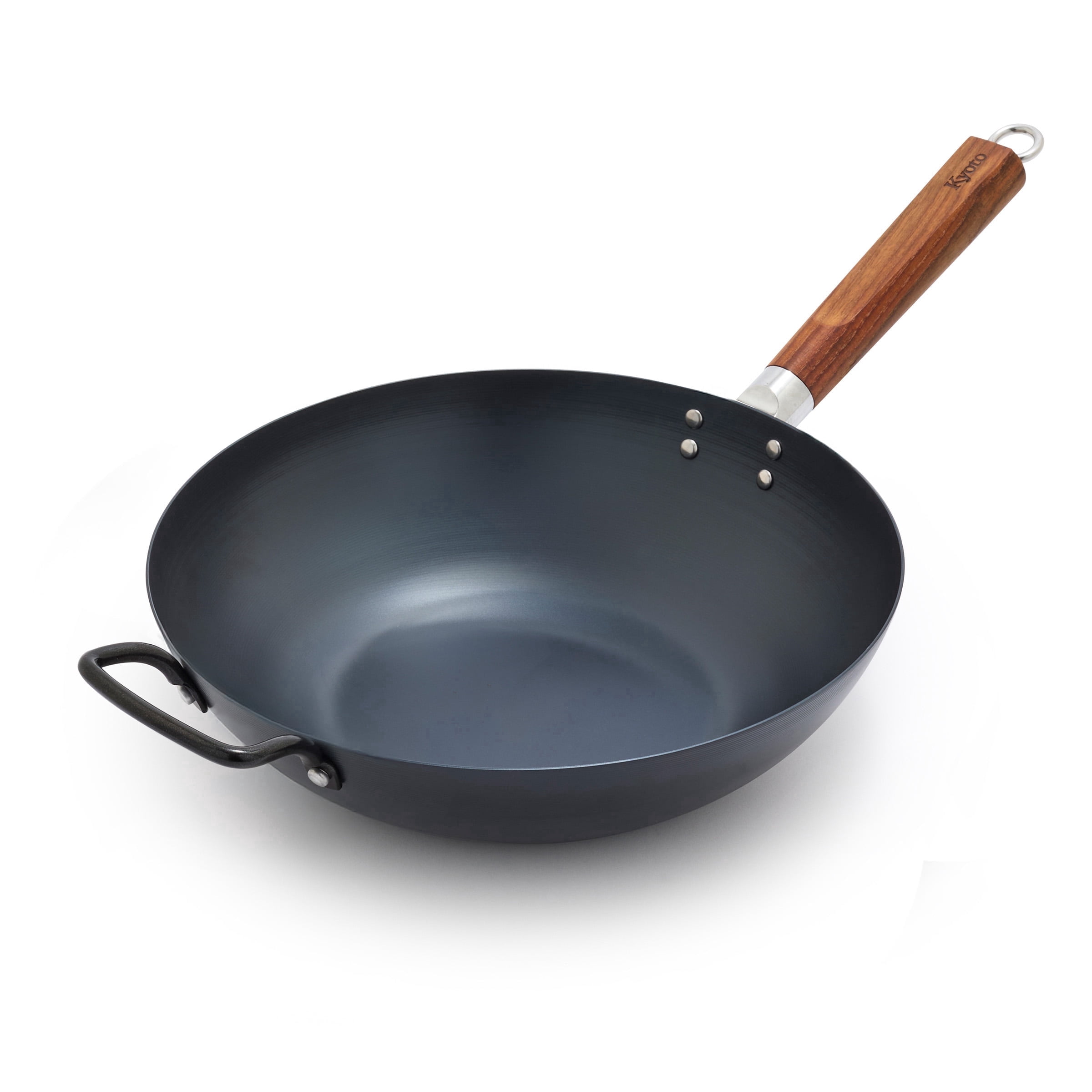 GreenPan Kyoto 12" Carbon Steel Wok, Pre-Seasoned Nonstick, Black ...
