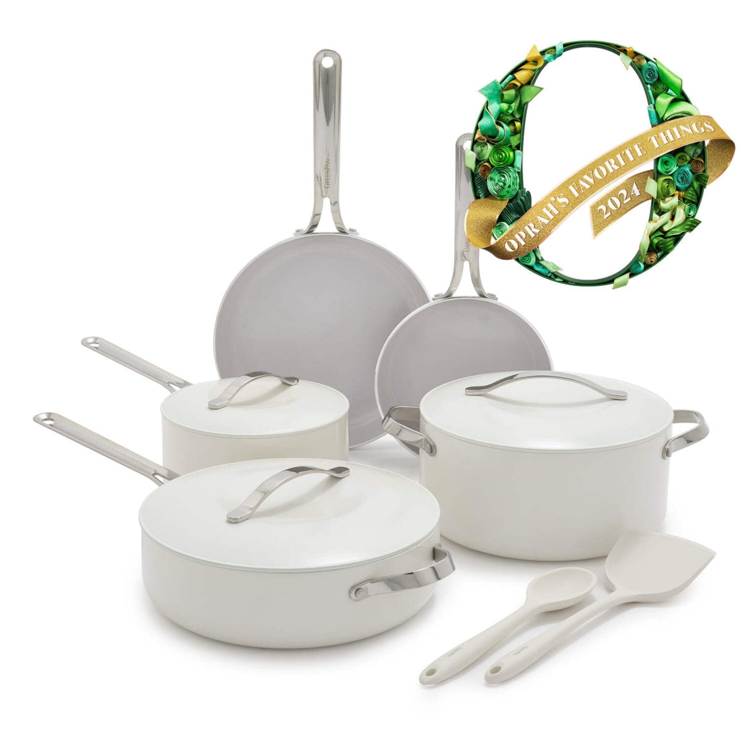 GreenPan Nova Ceramic Nonstick 10-Piece Cookware Set | Cream - Walmart.com