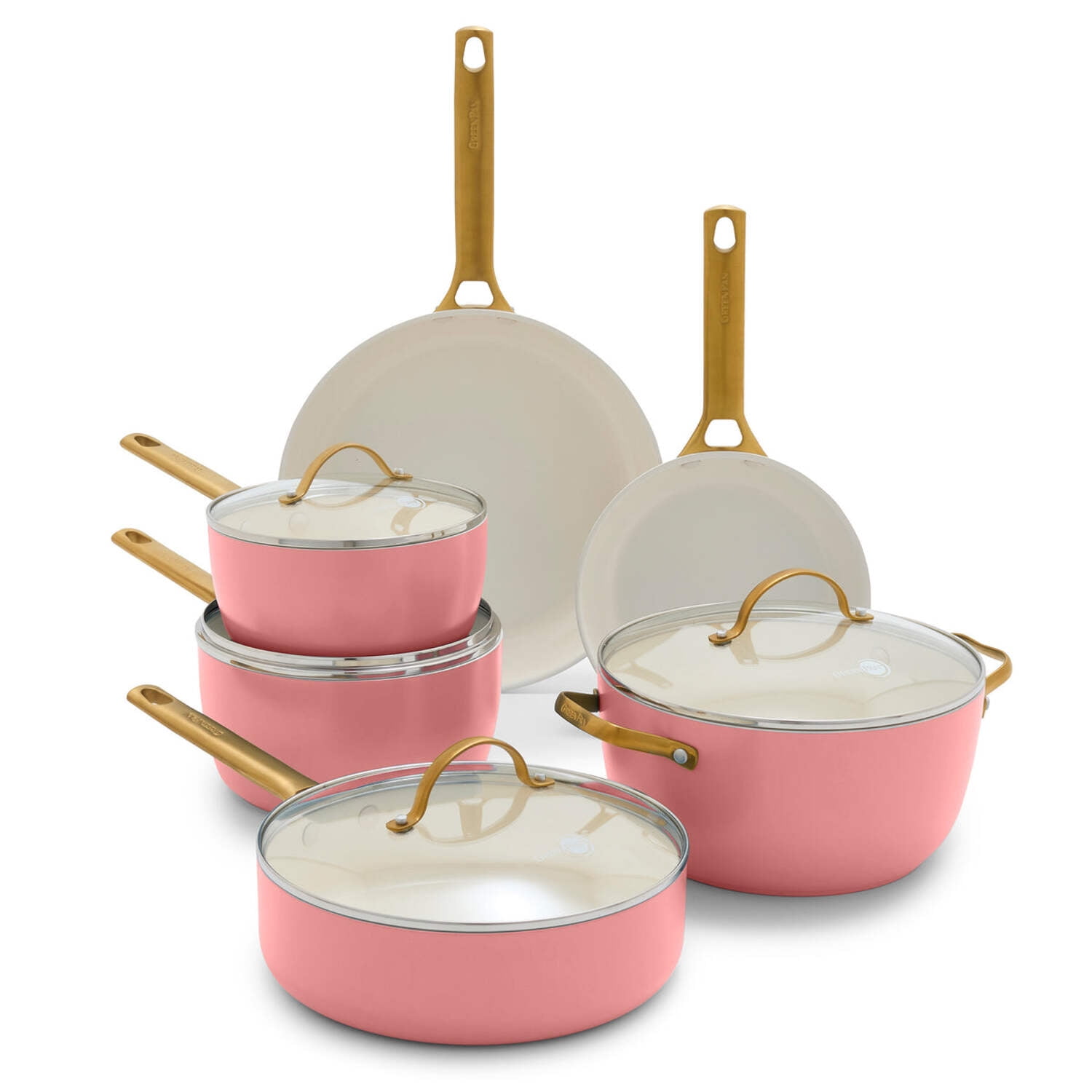 GreenPan Reserve Ceramic Nonstick 10-Piece Cookware Set | Coral ...