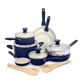 GreenPan Rio Ceramic Nonstick 16-Piece Cookware Set - Navy - Walmart.com
