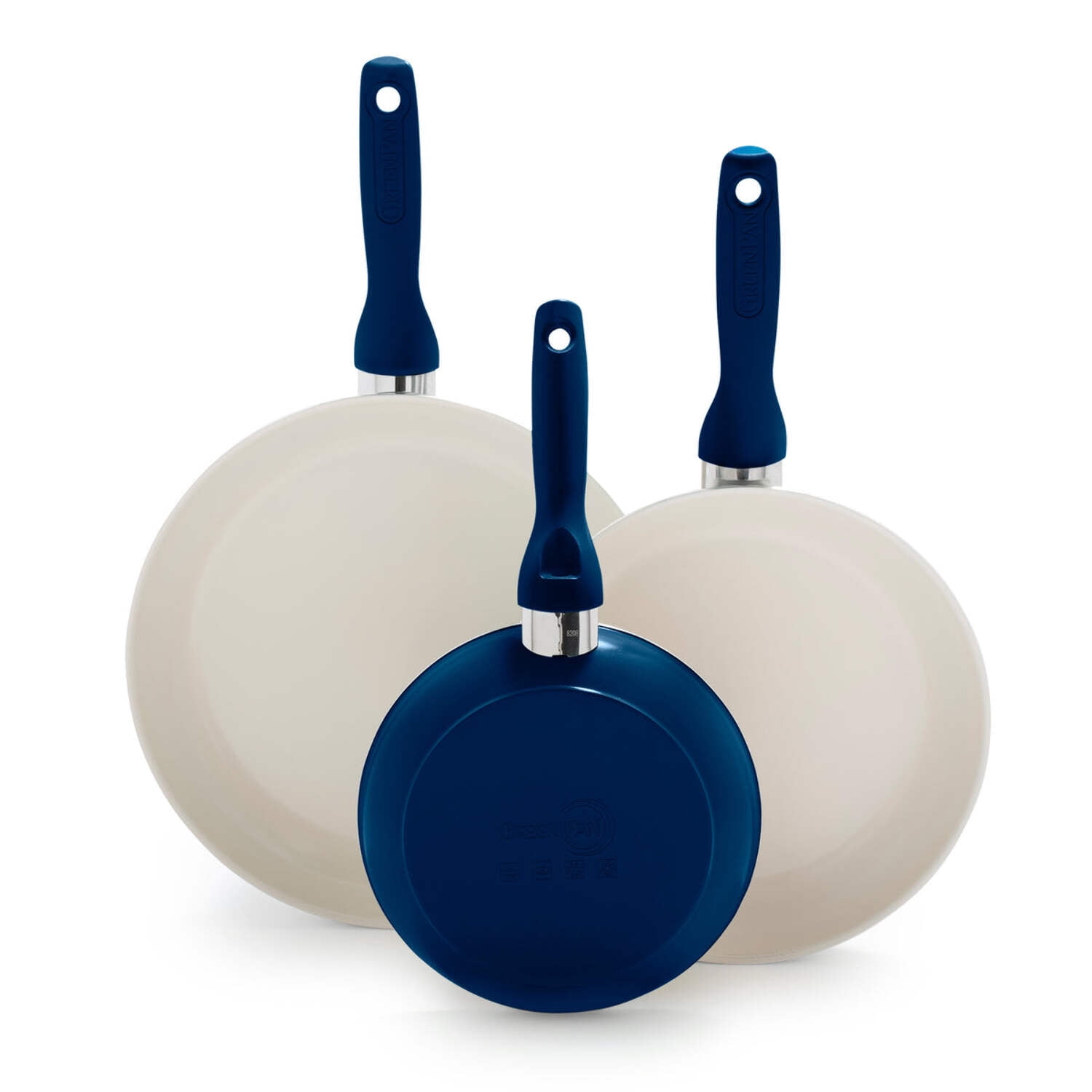 GreenPan Rio Ceramic Nonstick 7", 9.5" and 11" Frypan Set | Navy ...