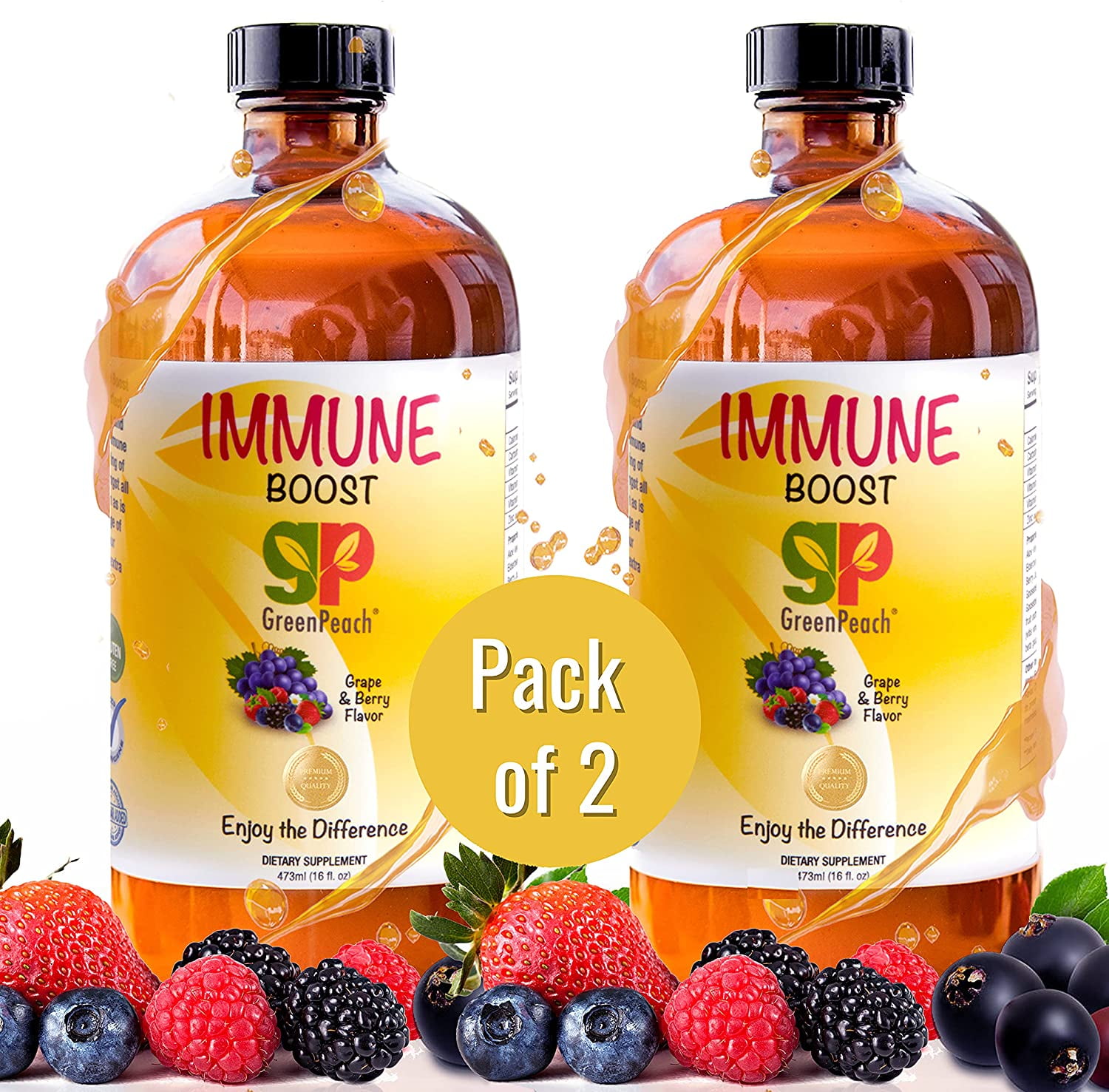 GreenPeach Immune Elderberry Syrup for Kids and Adults, Natural ...