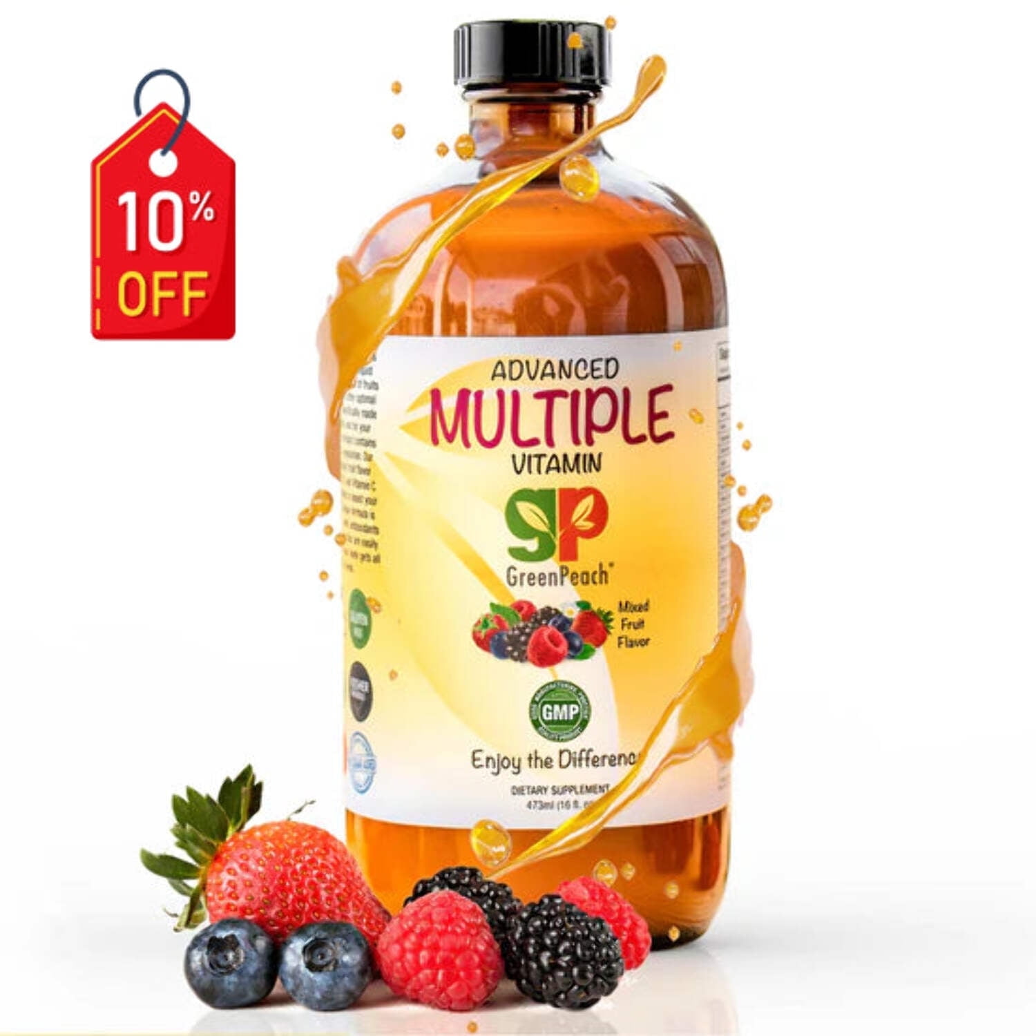 GreenPeach Kids Organic Liquid Multivitamin - 31 Vegan Minerals, No ...