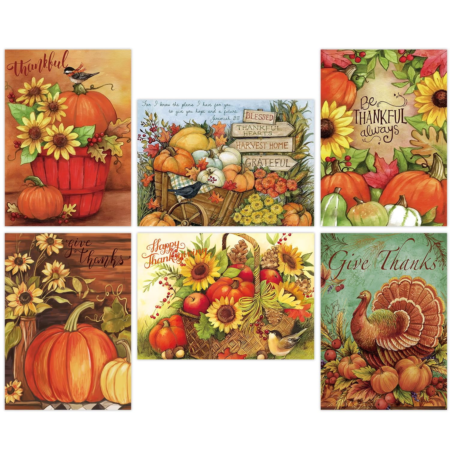 GreenPine Thanksgiving Cards Set, Fall Farmhouse Cards, Large 5 x 7 ...