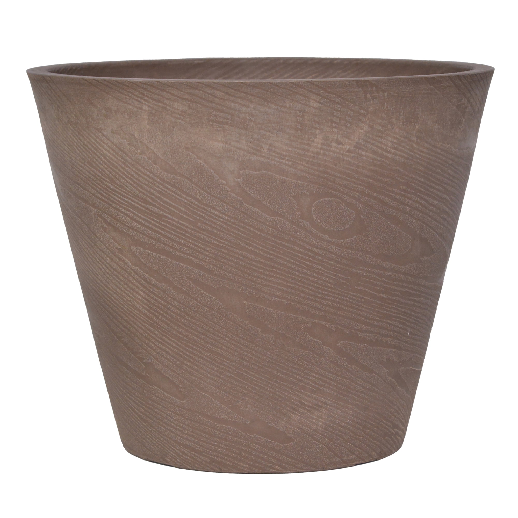 GreenShip 18 inch Large Cylinder Planter for Indoor Outdoor, Woodgrain ...