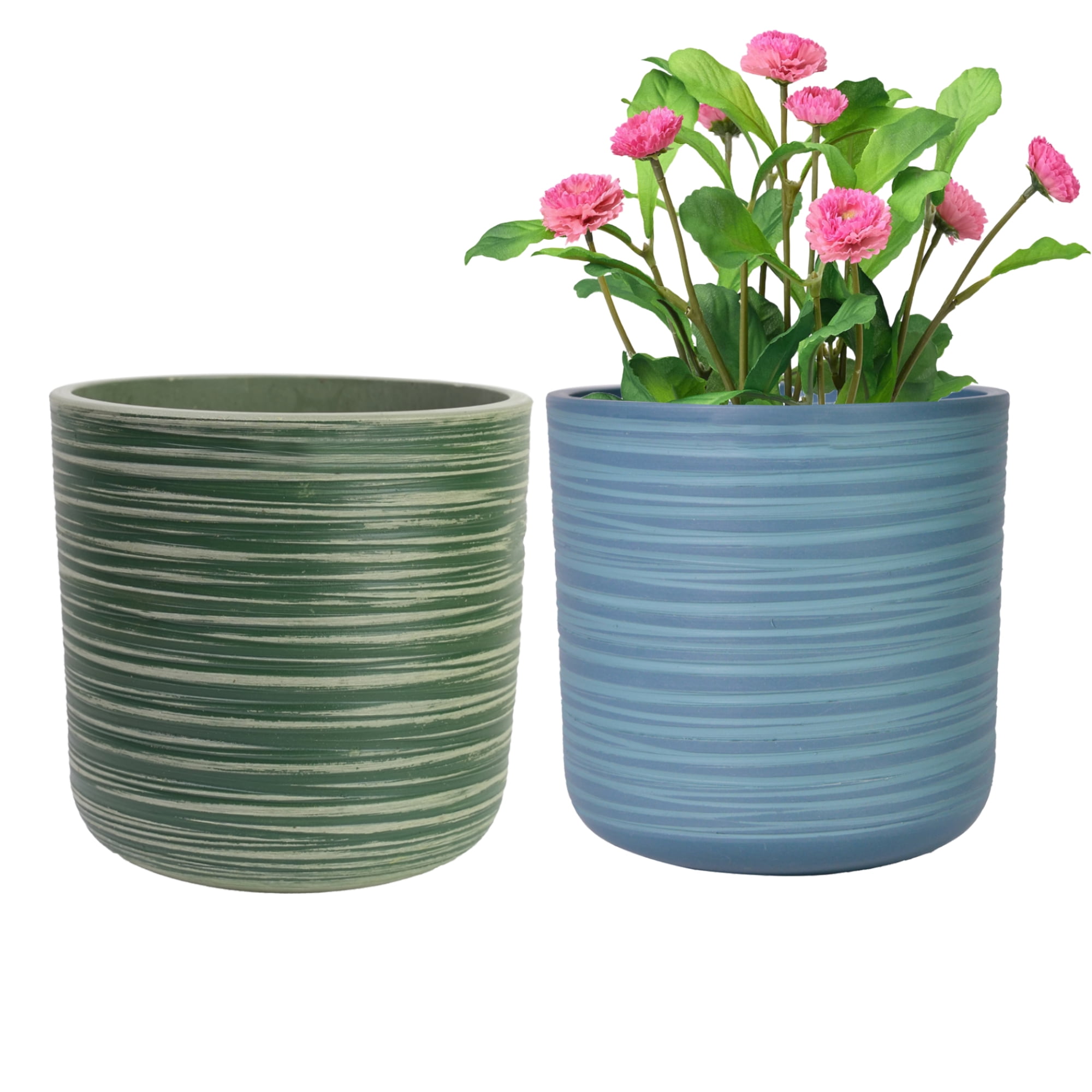 GreenShip 2 Pack Blue Olive Planter for Indoor Plants,8 Inch Plant Pots ...