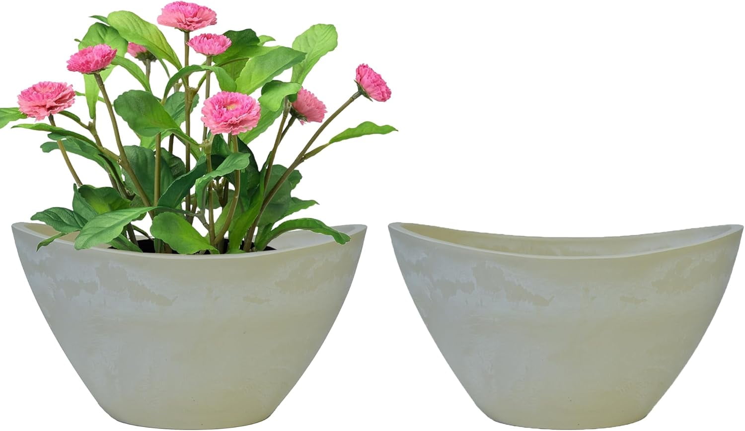 GreenShip 2 Pack Curved Planter for Indoor , 16 inch Pots with Drainage ...
