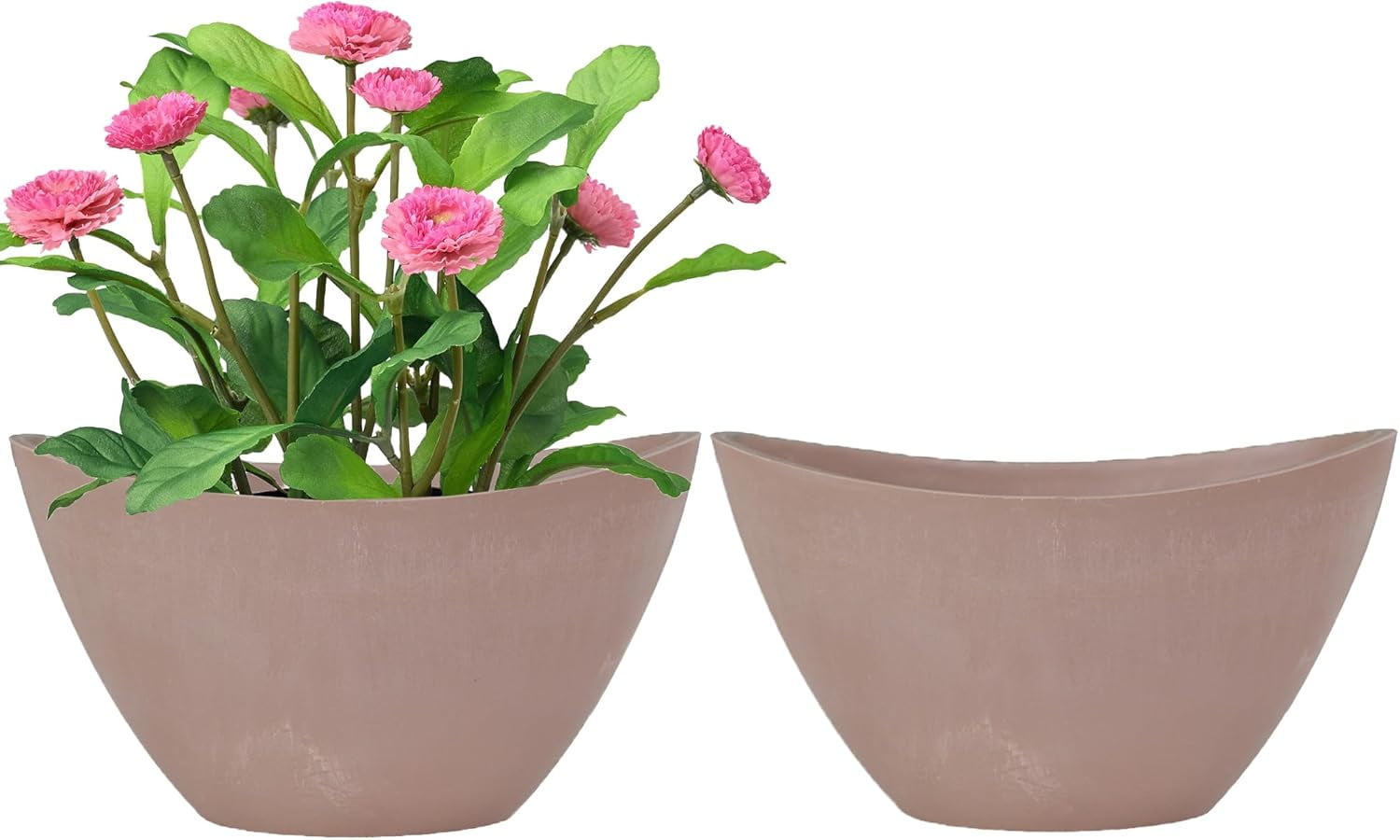 GreenShip 2 Pack Curved Planter for Indoor , 16 inch Pots with Drainage ...