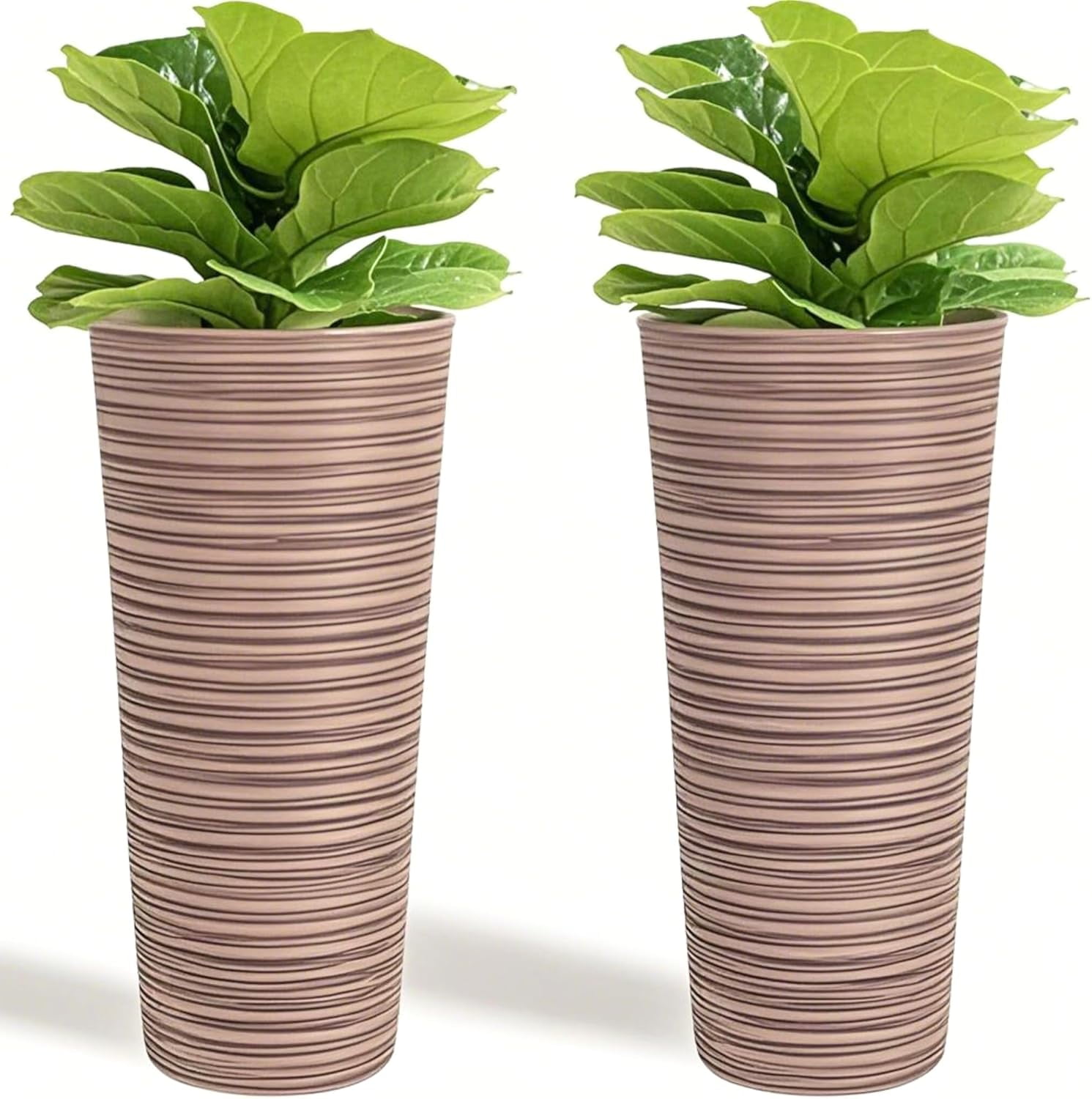GreenShip 27" Tall Planters, Set of 2 – Black Outdoor Planter for Front ...