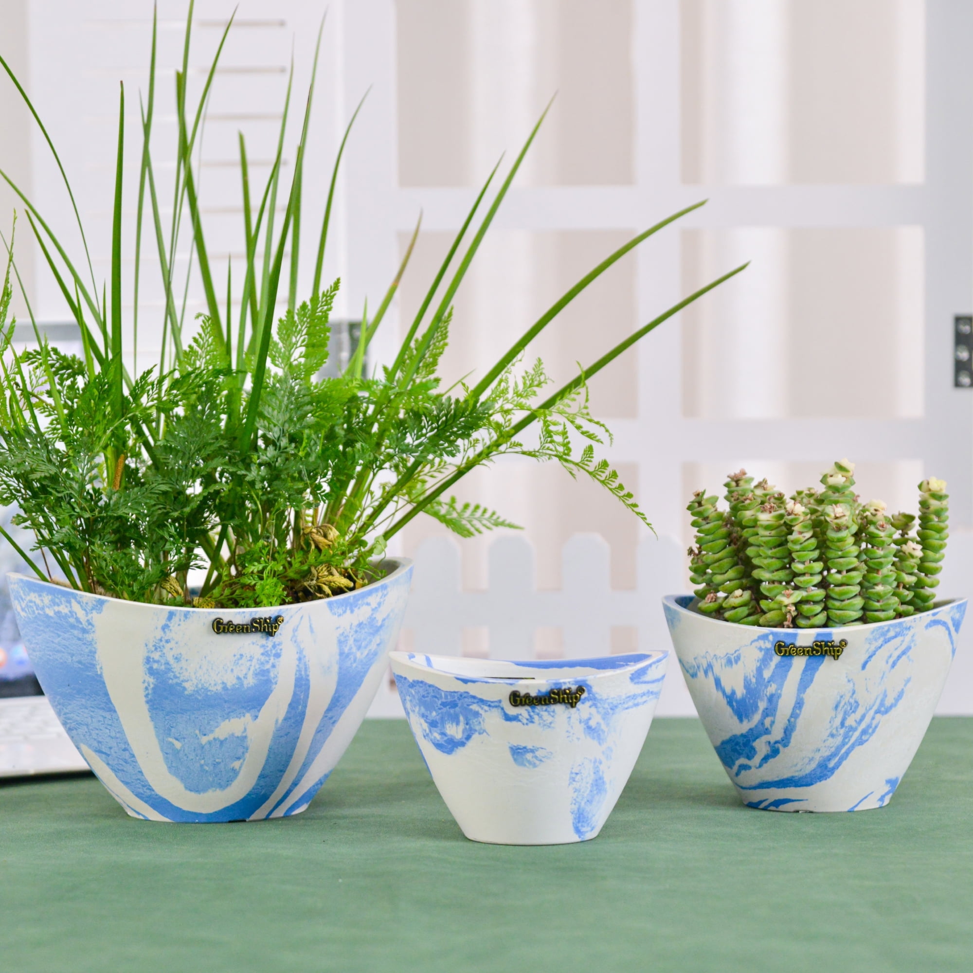 GreenShip 3 Pack Curved Plant Pots for Indoor Plants,5 inch 6 inch 8 ...