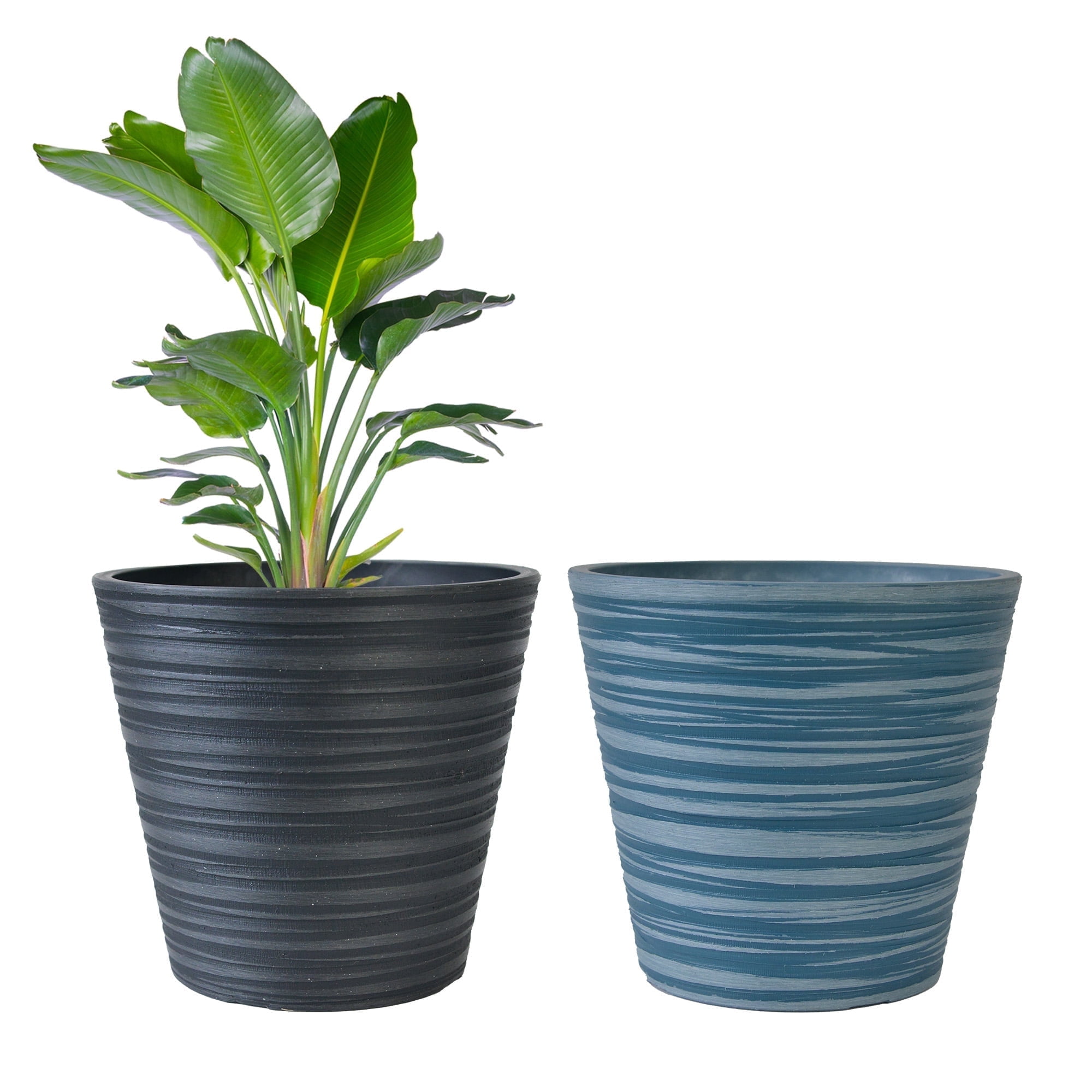 GreenShip Plant Pots 12 inch for Indoor Outdoor Plants, Set of 2 Modern ...