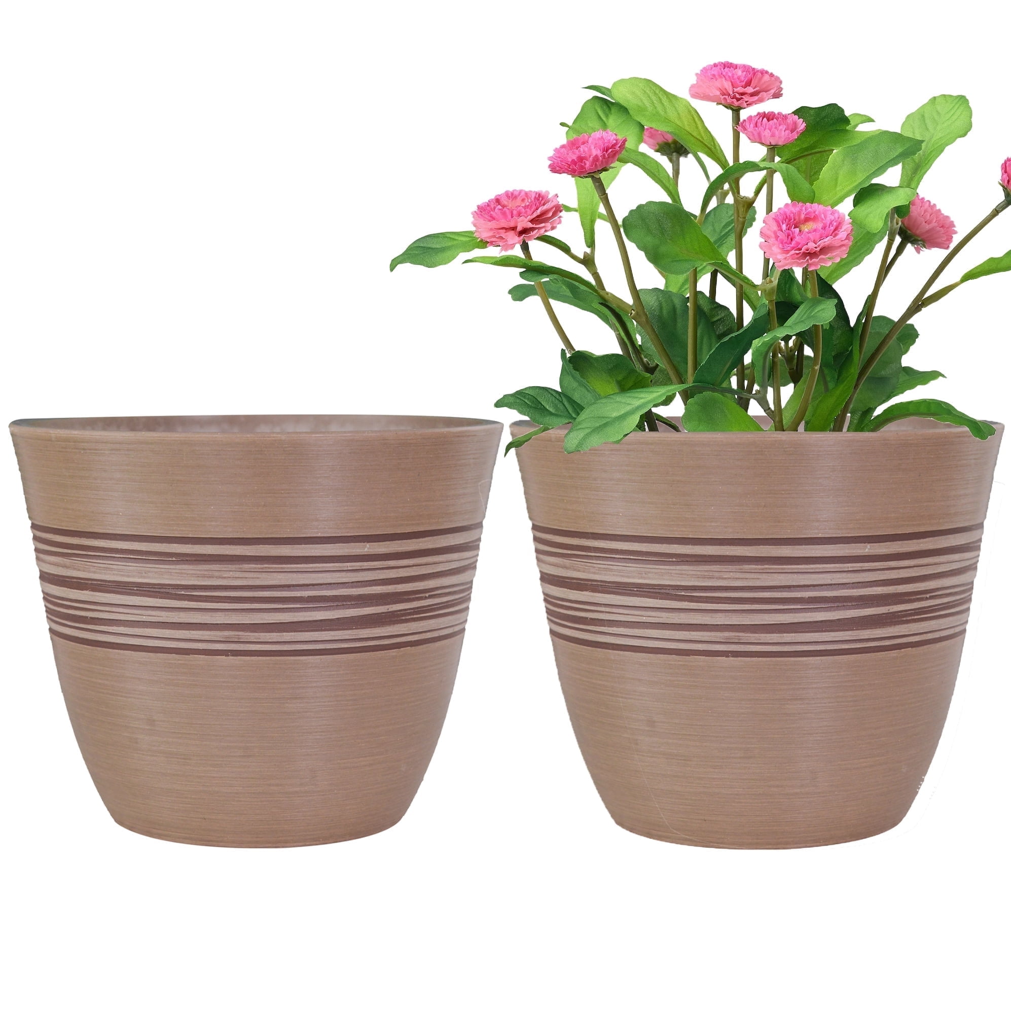 GreenShip 12" Indoor/Outdoor Planters, Set of 2 Modern Plan Pots with ...