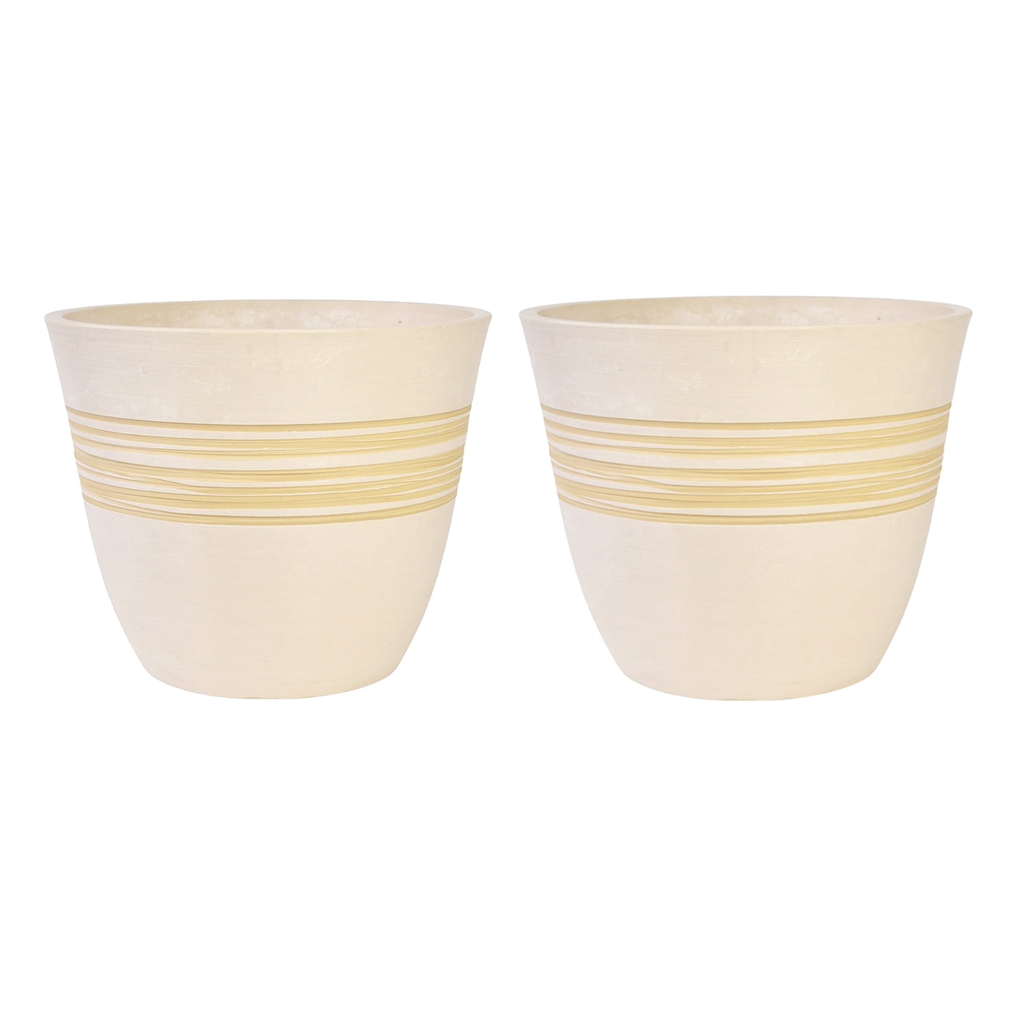 GreenShip 12" Indoor/Outdoor Planters, Set of 2 Modern Decorative Pots ...