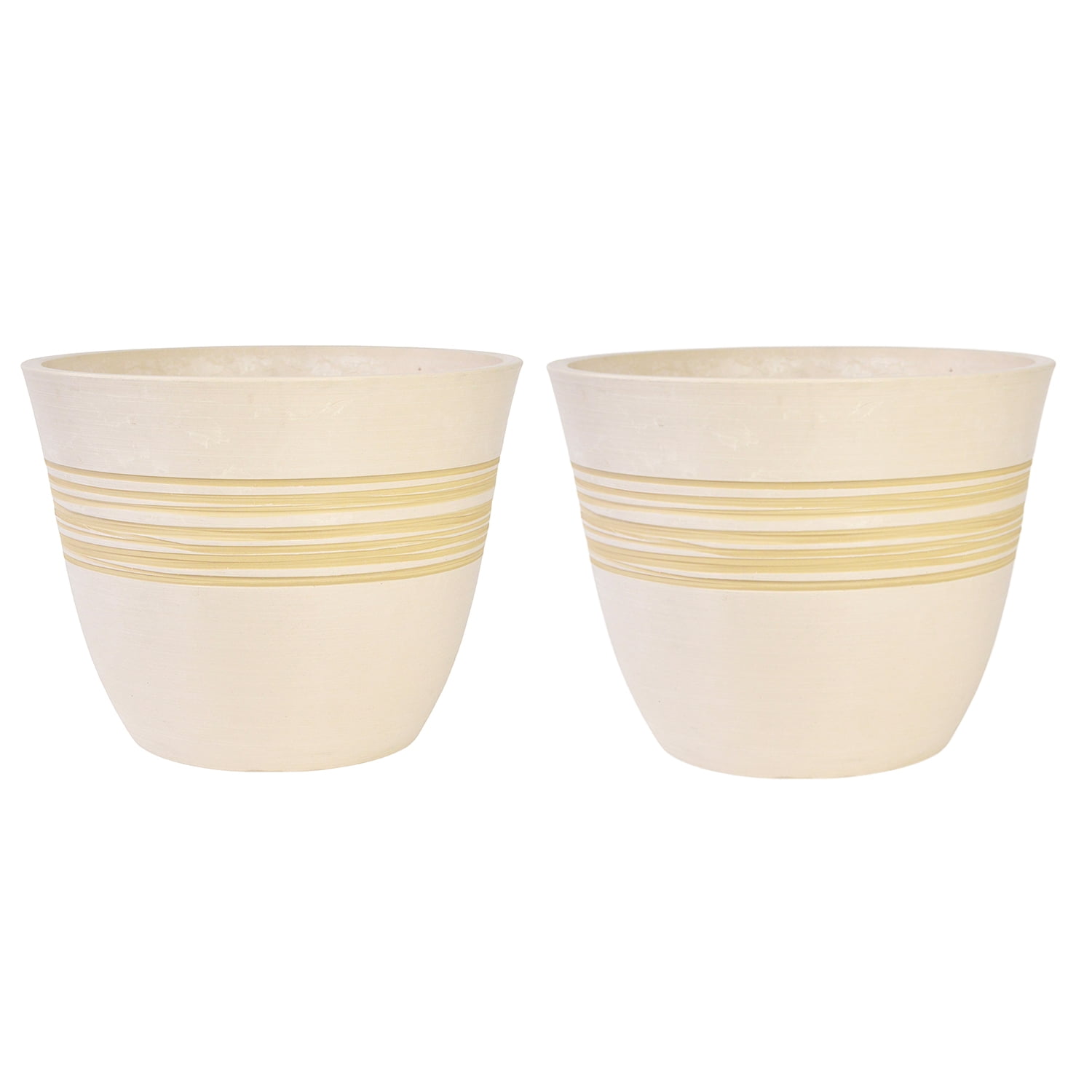 GreenShip Planter 14 inch for Indoor Outdoor Plants, Set of 2 Modern ...
