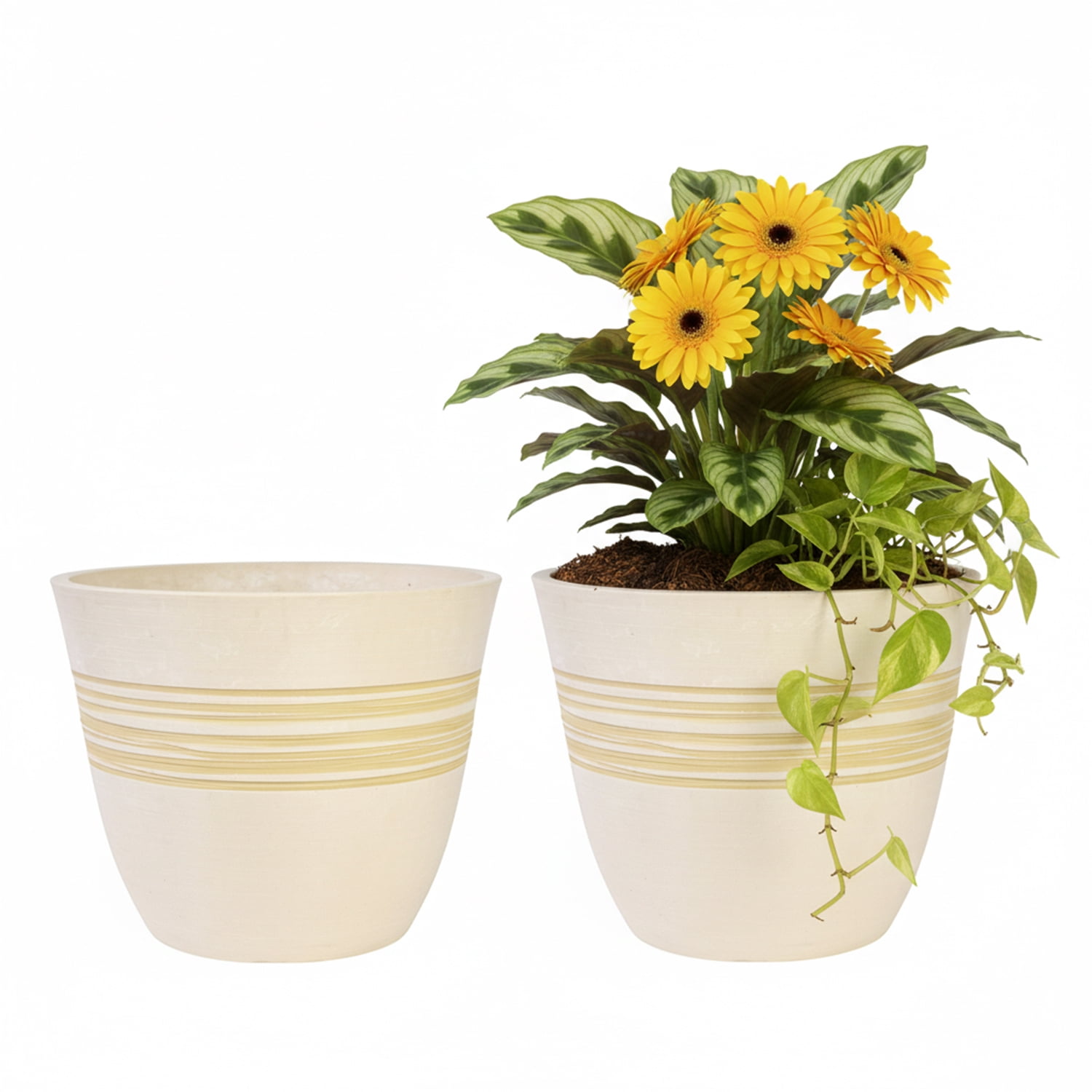 GreenShip 2 Pack 16 inch Plant Pots for Indoor Plant, Decorative ...